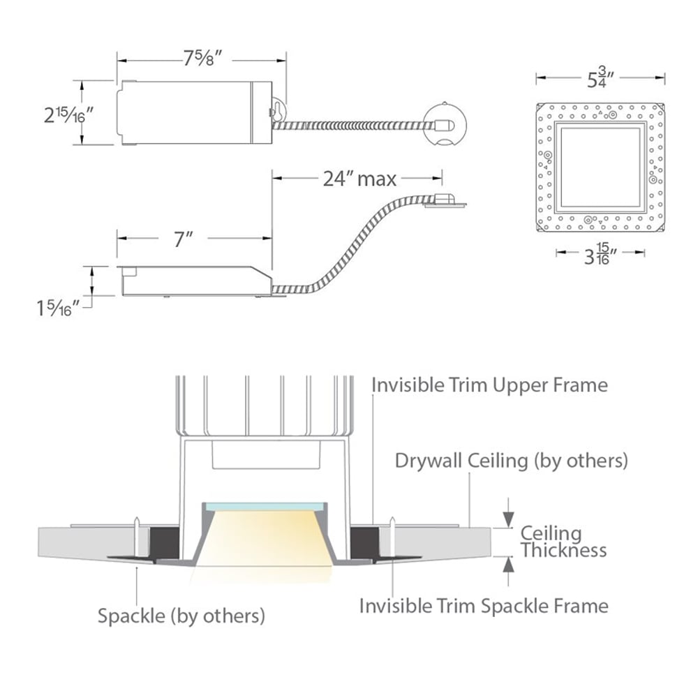 WAC Lighting Volta 2" Square Invisible Trim / Remodel Housing | Lightopia