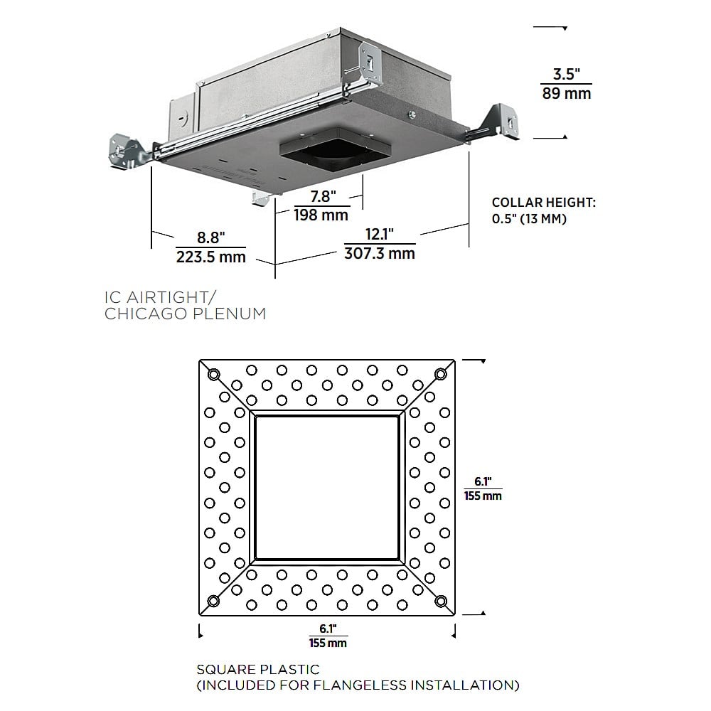 Visual Comfort Architectural Entra CL 3" Square Flangeless Adjustable ...