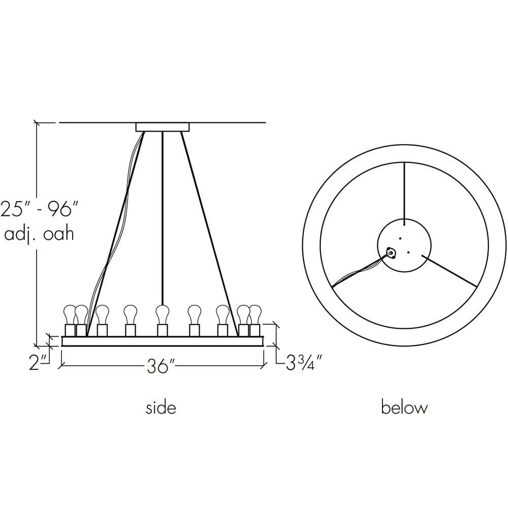 UltraLights Radius Bare Round Chandelier | Lightopia