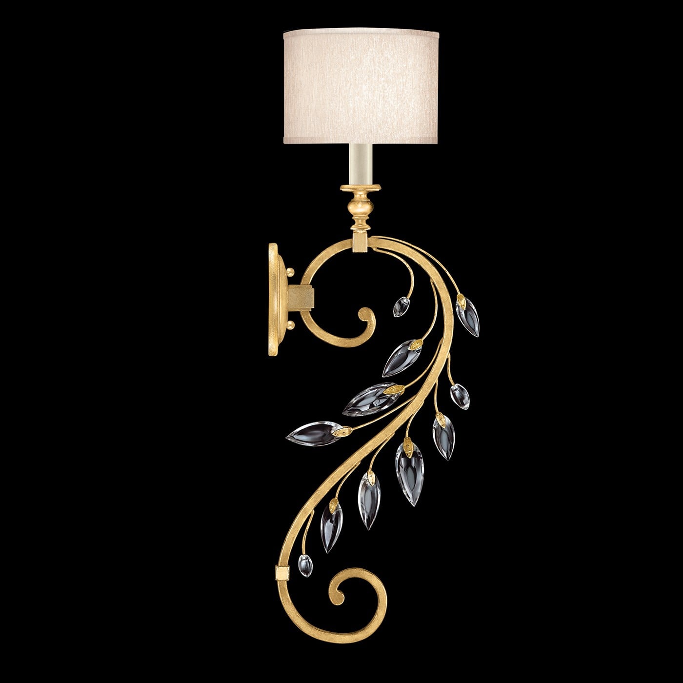 Fine Art Handcrafted Lighting Crystal Laurel Scroll Sconce | Lightopia