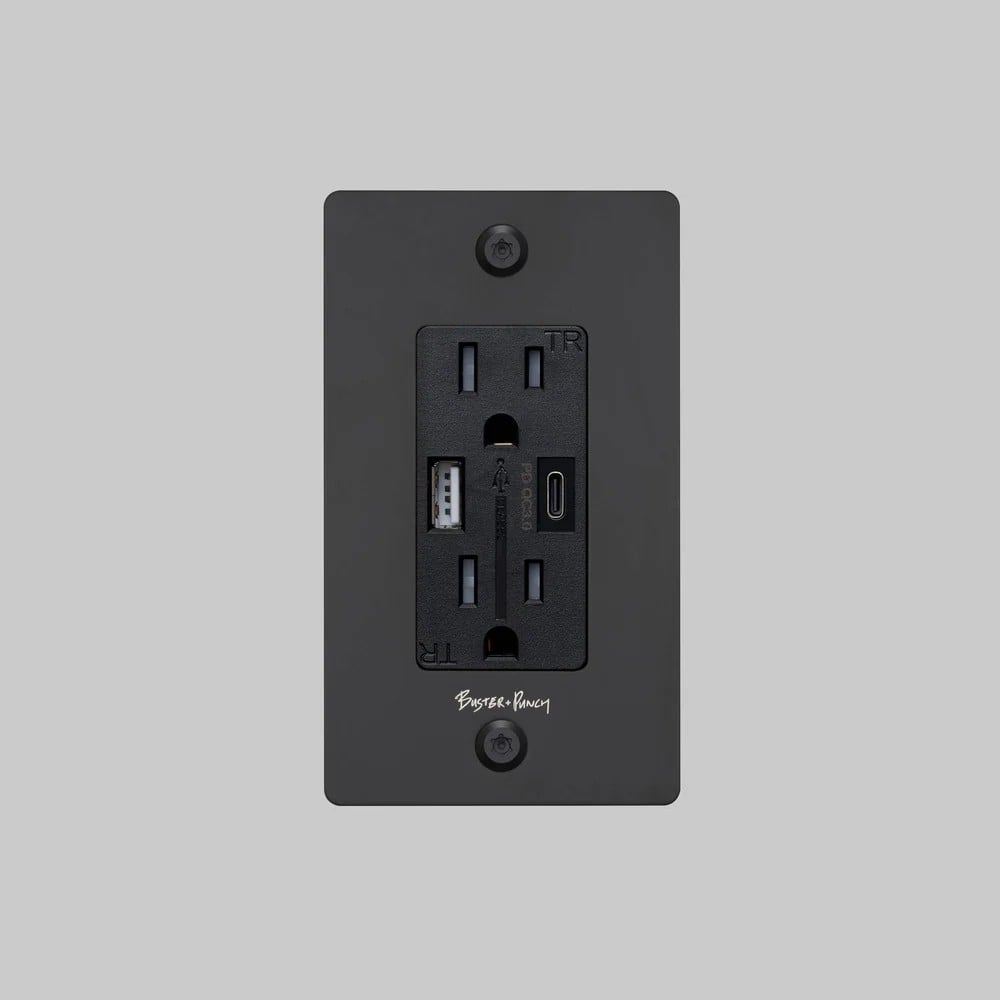 Buster + Punch Buster + Punch Linear Knurl Duplex Outlet with USB A+C ...